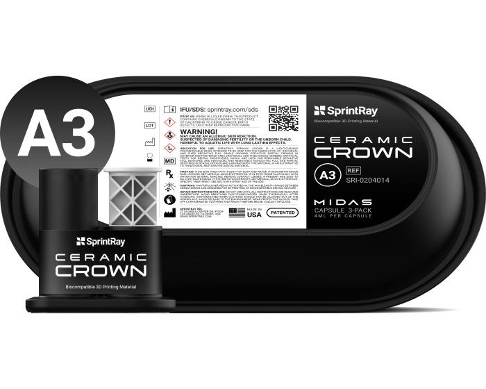 SprintRay - Ceramic Crown - A3 - Single Unit Capsule - 3stk | Icepharma